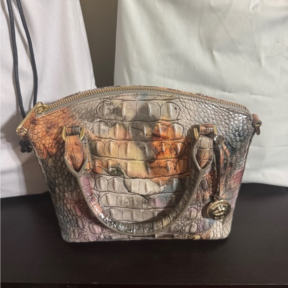Brahmin | Bags | Brahmin Brown And Gray Satchel With Textured Design ...